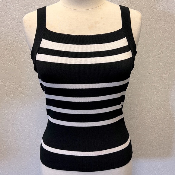 Cyrus | Tops | Cyrus Knit Tank Black And White Striped Size S | Poshmark